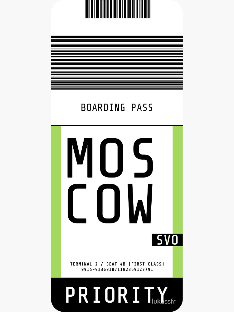 "Moscow Boarding Pass SVO" Sticker for Sale by lukassfr | Redbubble
