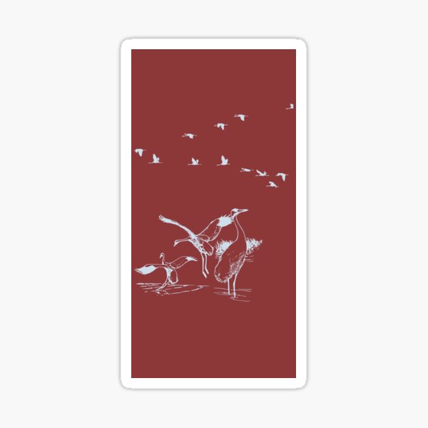 "Japanese Cranes - Blue and Red" Sticker by GreenH2O | Redbubble