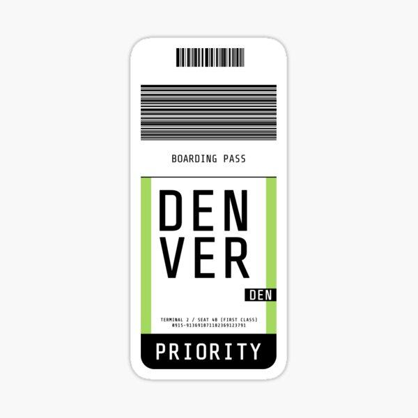 "Denver Boarding Pass DEN" Sticker for Sale by lukassfr | Redbubble