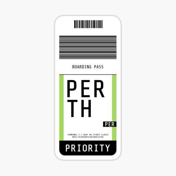 "Perth Boarding Pass PER" Sticker for Sale by lukassfr | Redbubble