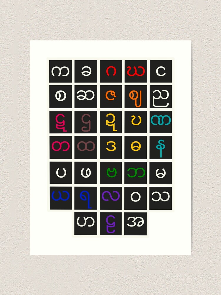 "Myanmar Alphabet Chart" Art Print for Sale by KoutYoe | Redbubble