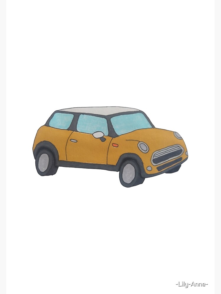 Póster «mini cooper de dibujos animados dibujados a mano amarillo» de ...
