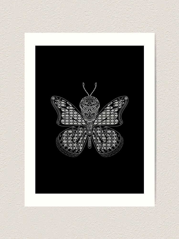 "mothman the skull with butterfly ecopop " Art Print by PorroKylan ...
