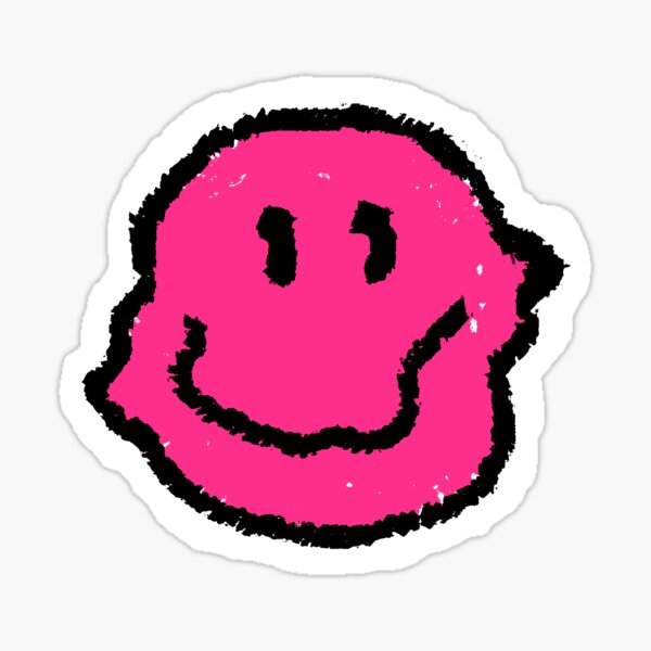 "Trippy Smiley Hot Pink Face" Sticker for Sale by mythandframe | Redbubble