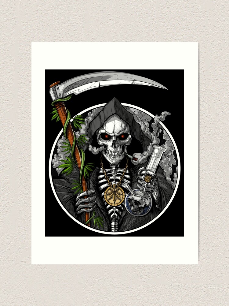 "Grim Reaper Smoking Weed" Art Print for Sale by Nikolay Todorov ...