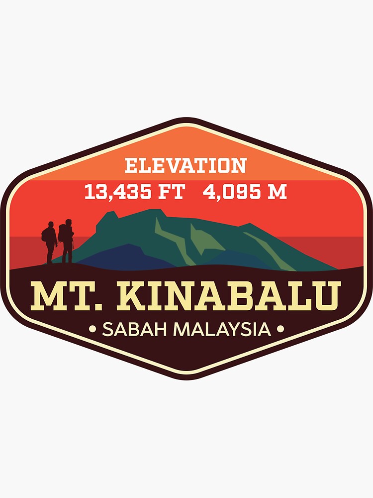"Mt Kinabalu Sabah Malaysia - Colorful Mountain Trekking Badge ...
