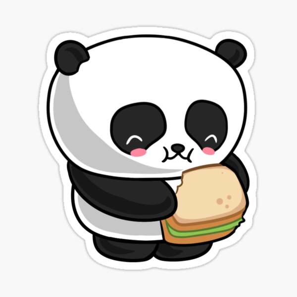 "Kawaii panda eating a sandwich- Japanese style" Sticker for Sale by ...