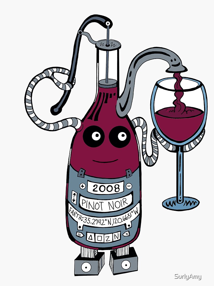"Wine Bot" Sticker for Sale by SurlyAmy | Redbubble