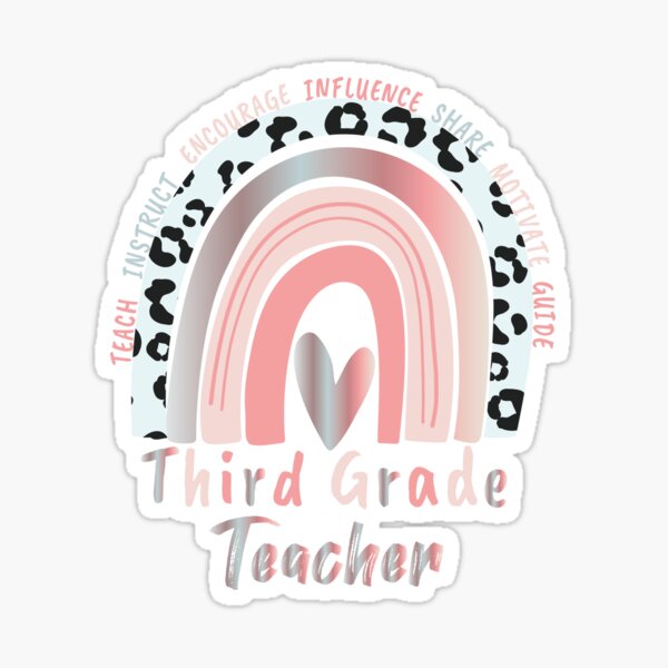 "Third Grade Teacher,Leopard Rainbow For Teachers" Sticker for Sale by ...