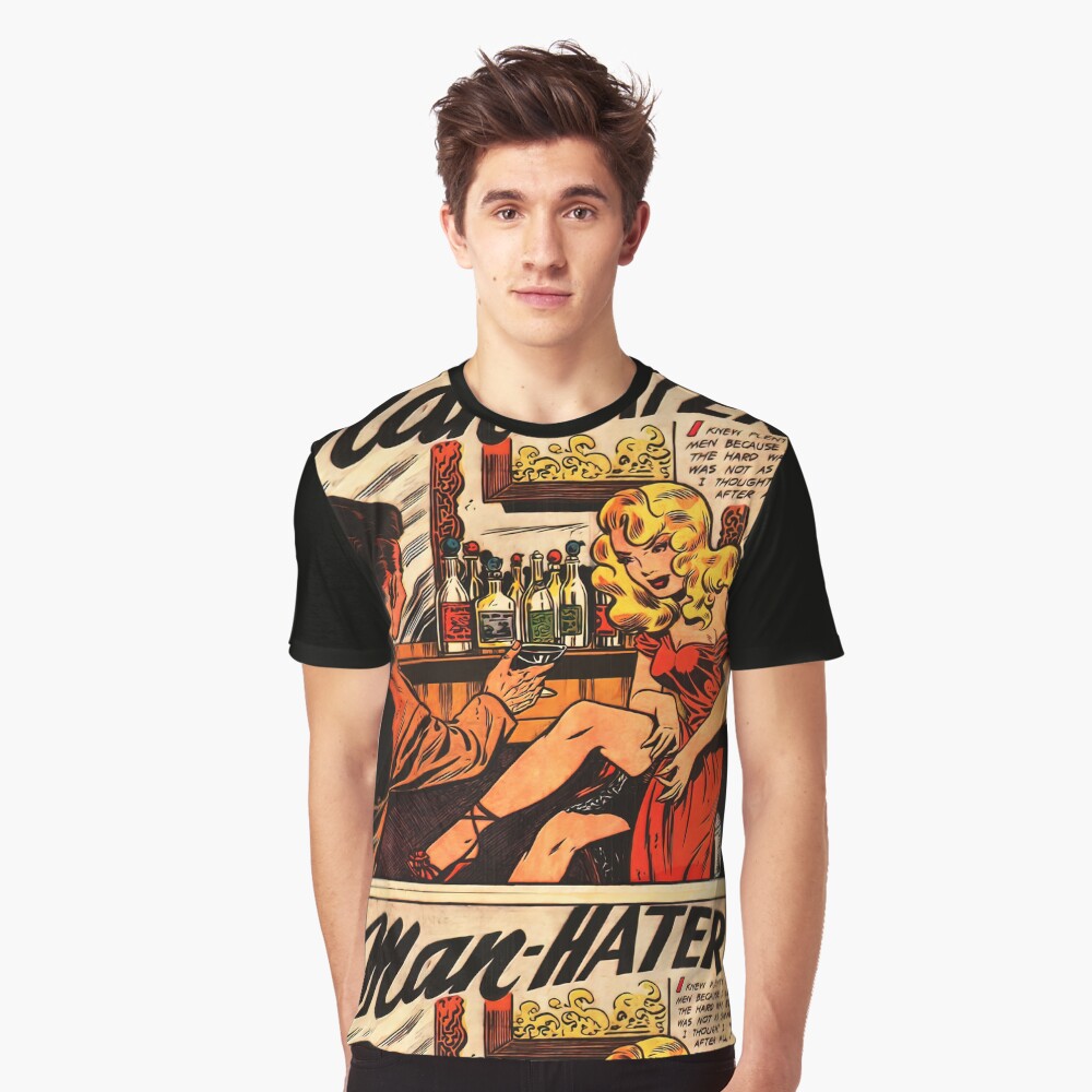 "Vintage Comic Man Hater" Sticker for Sale by DustinVinyl | Redbubble