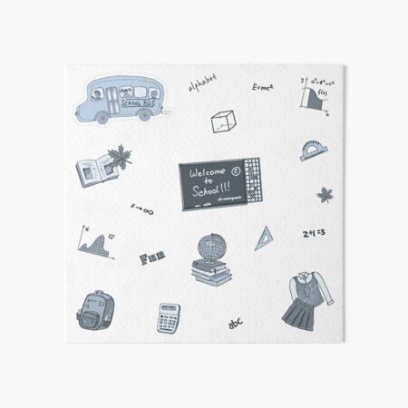 "Light Blue School Subject Sticker Pack" Art Board Print for Sale by ...