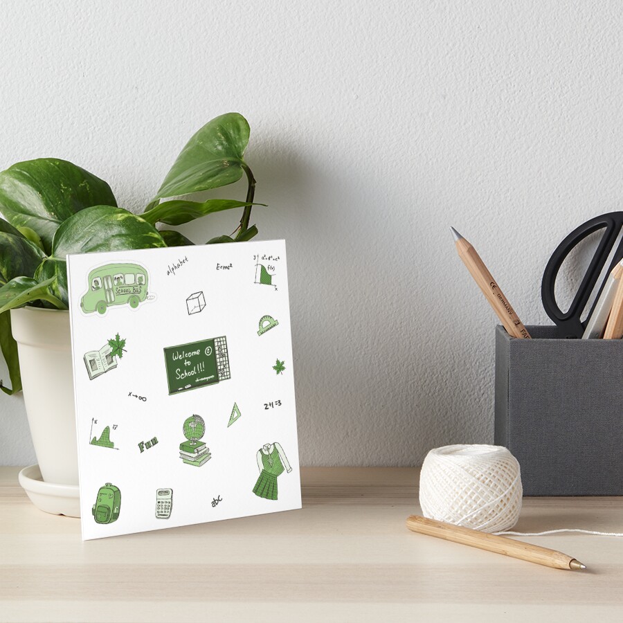 "Green School Subject Sticker Pack" Art Board Print for Sale by Pavnud ...