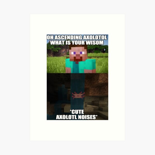 " Minecraft Axolotl Memes Gift Idea For Minecraft & Axolotl Lovers" Art ...