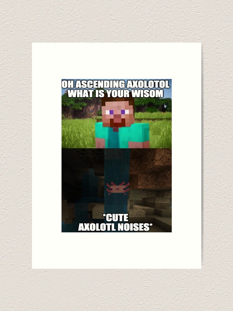 " Minecraft Axolotl Memes Gift Idea For Minecraft & Axolotl Lovers" Art ...