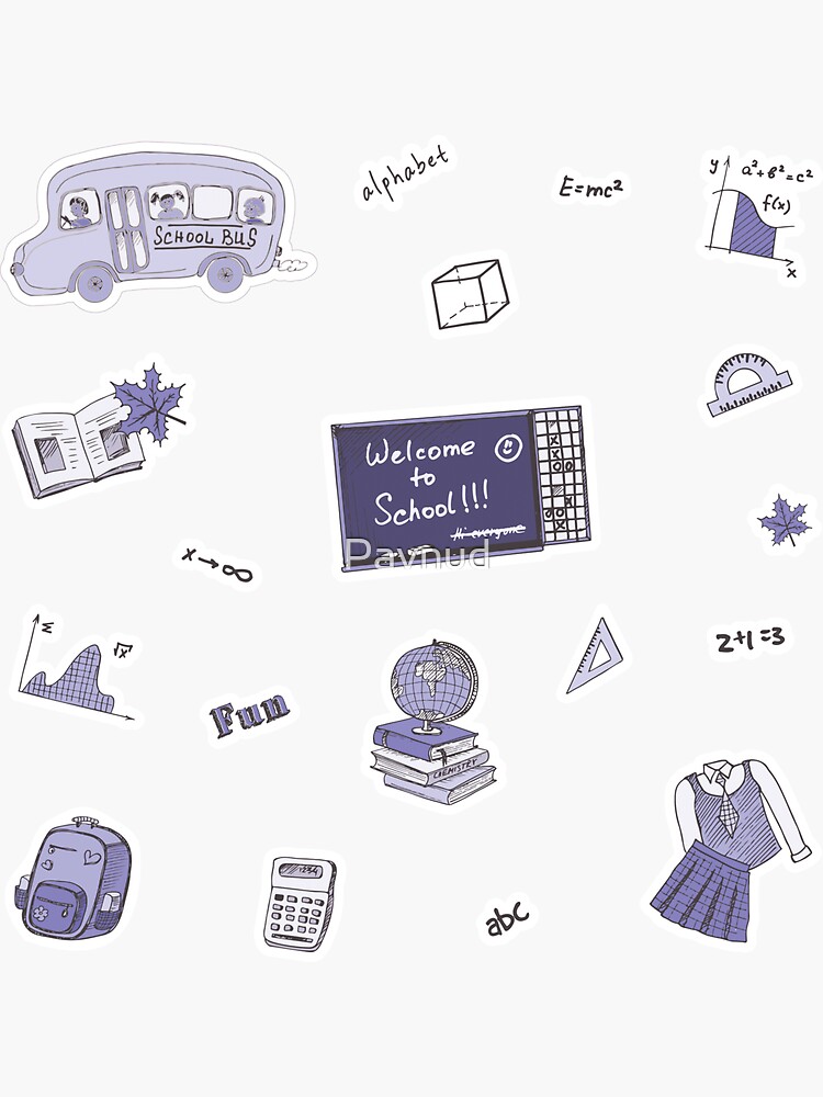 "Light Purple School Subject Sticker Pack" Sticker for Sale by Pavnud ...