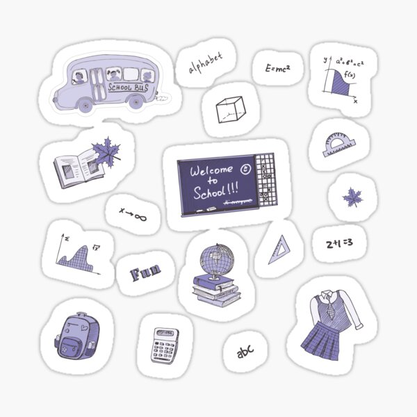 "Light Purple School Subject Sticker Pack" Sticker for Sale by Pavnud ...