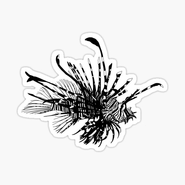 "Black and White Lionfish" Sticker for Sale by Arkneer | Redbubble