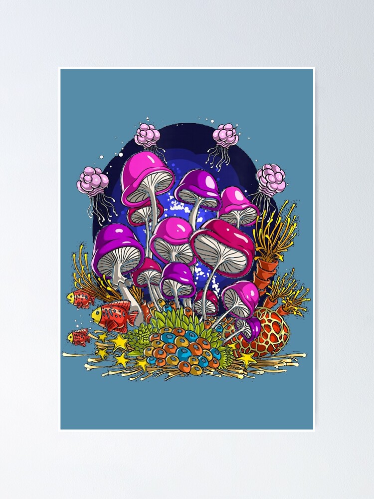 "Trippy Hippie Psychedelic Mushroom Psilocybin" Poster for Sale by ...