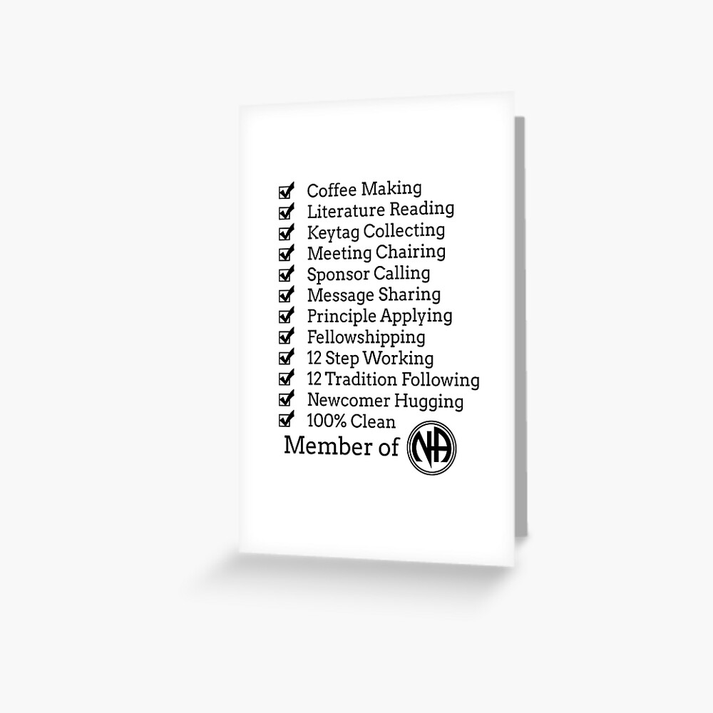 "Member of NA" Greeting Card for Sale by RecoveryGift | Redbubble