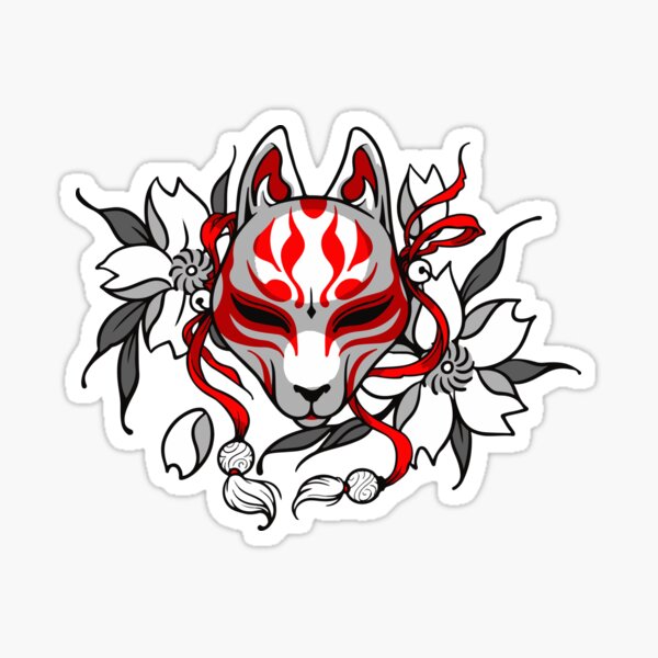 "Kitsune" Sticker by -DEEWOLF- | Redbubble