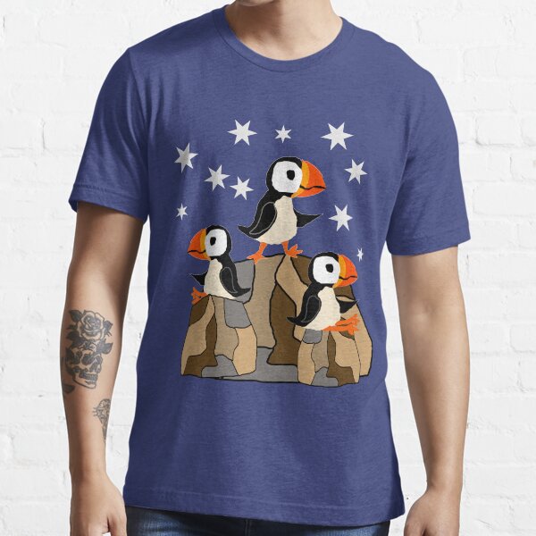 "Funny Puffin Birds on Rocks Art" T-shirt for Sale by naturesfancy ...