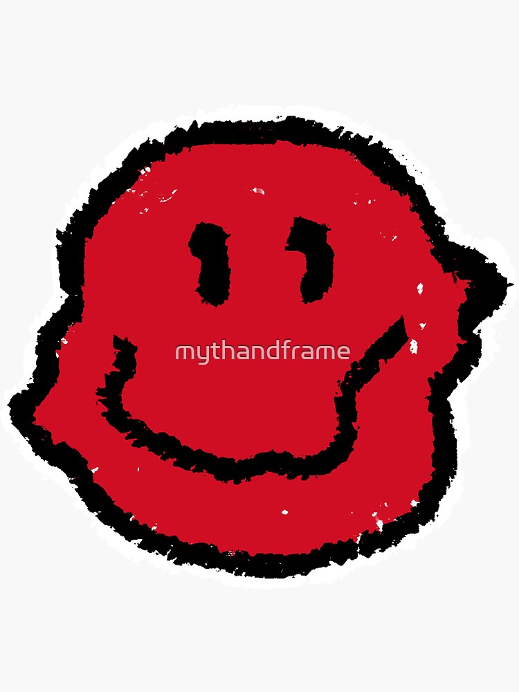 "Trippy Smiley Red Face" Sticker for Sale by mythandframe | Redbubble