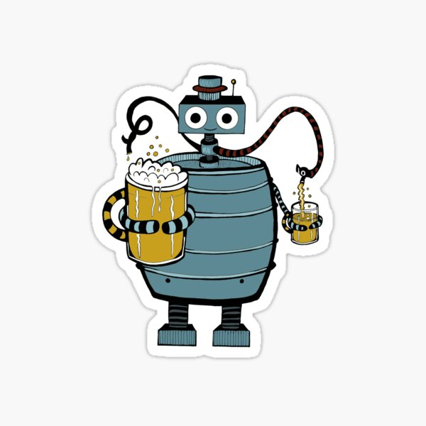"Beer Bot" Sticker by SurlyAmy | Redbubble