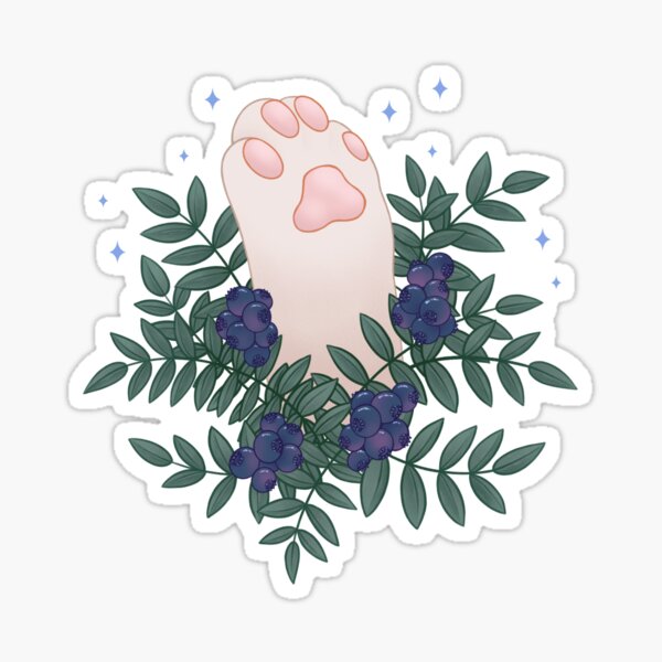 "Blueberry Cat Paw" Sticker for Sale by Shanman-Art | Redbubble