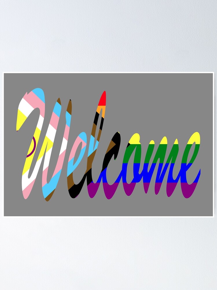 "Welcome Progress Pride Flag Cursive" Poster for Sale by MathyMagician ...