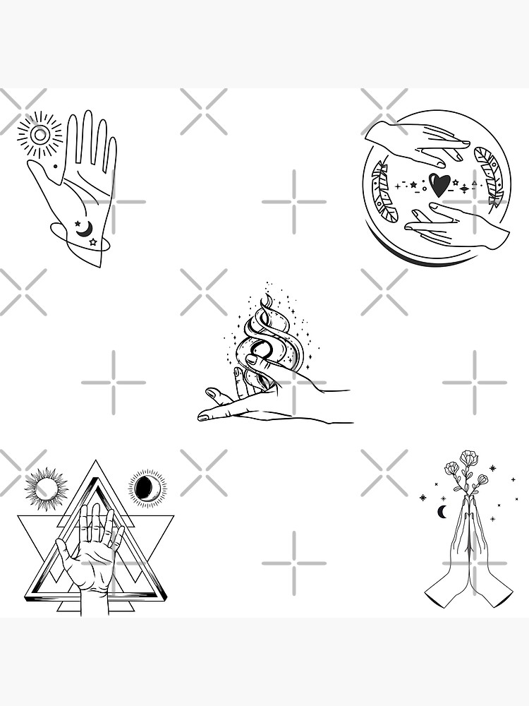 "Celestial Hand Art Sticker Pack, Modern Witchcore Aesthetic, Bohemian ...