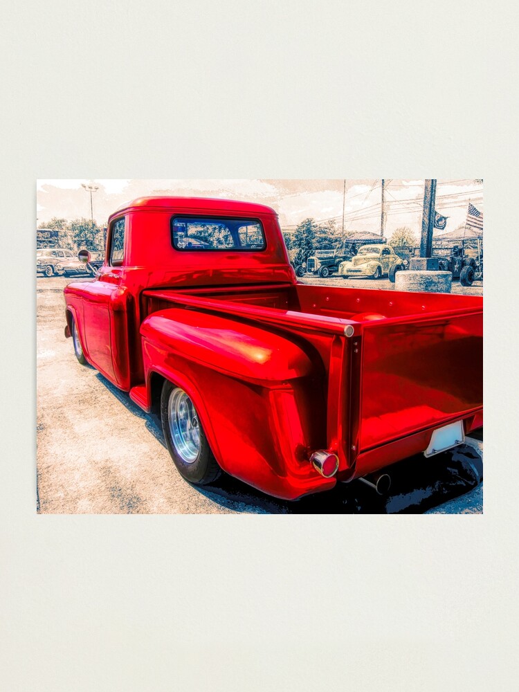 "Orange 1957 Chevy Pickup Hot Rod Rear" Photographic Print for Sale by ...
