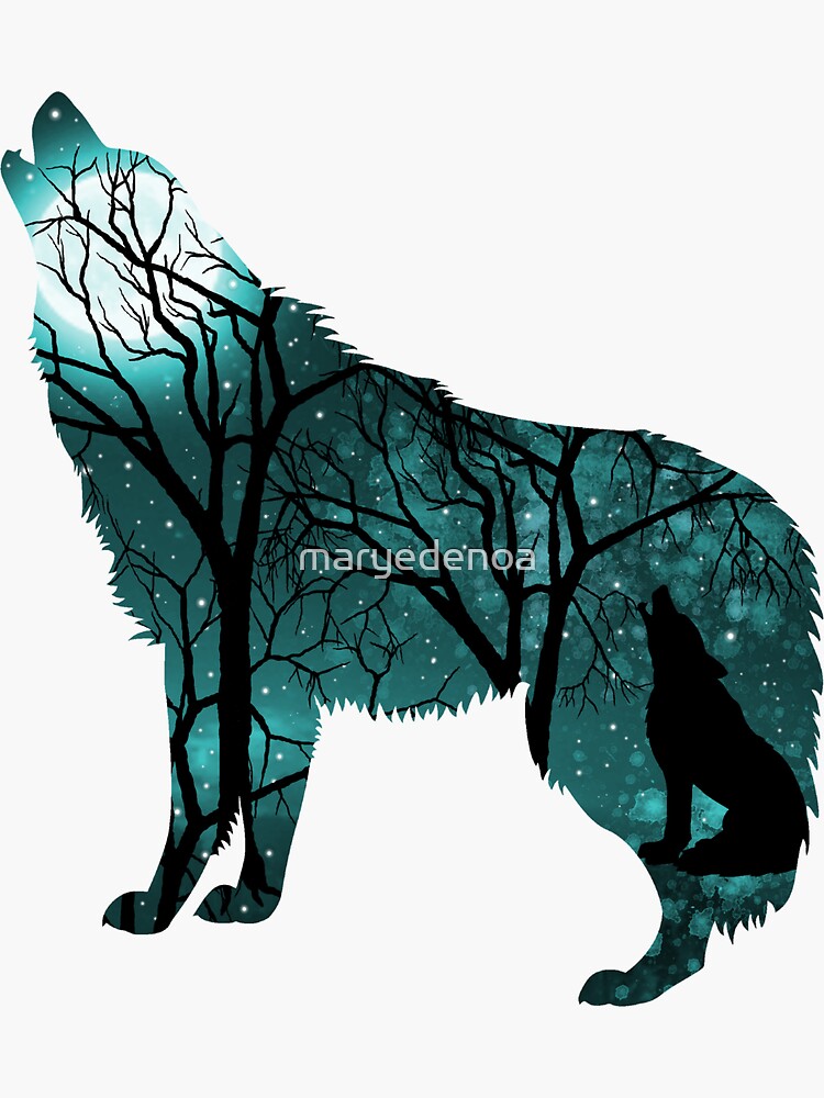"Howling Wild Wolf - Turquoise" Sticker for Sale by maryedenoa | Redbubble