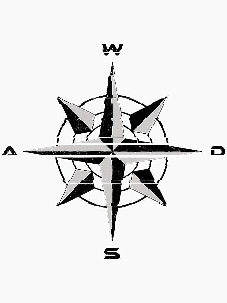 "Wasd Gaming Compass Glitch Video Game" Sticker for Sale by ...