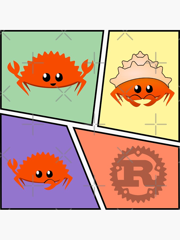 "Rust comic with Ferris" Sticker for Sale by leesander | Redbubble