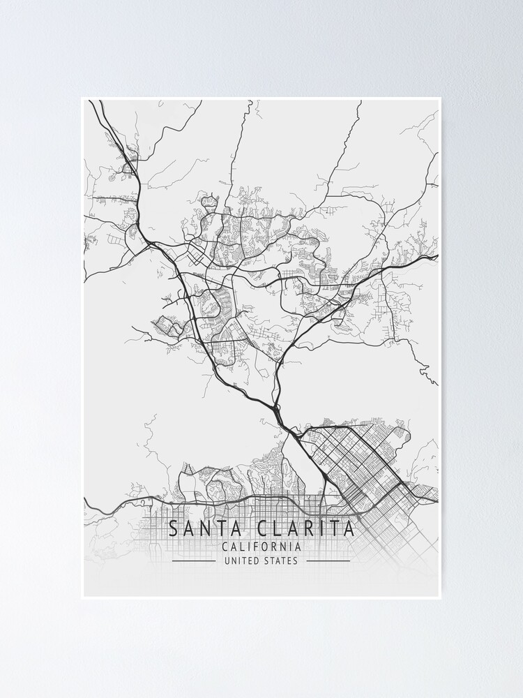 "Santa Clarita - California - US Gray City Map" Poster for Sale by ...