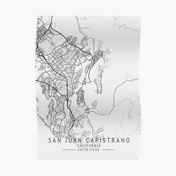 "San Juan Capistrano - California - US Gray City Map" Poster by ...