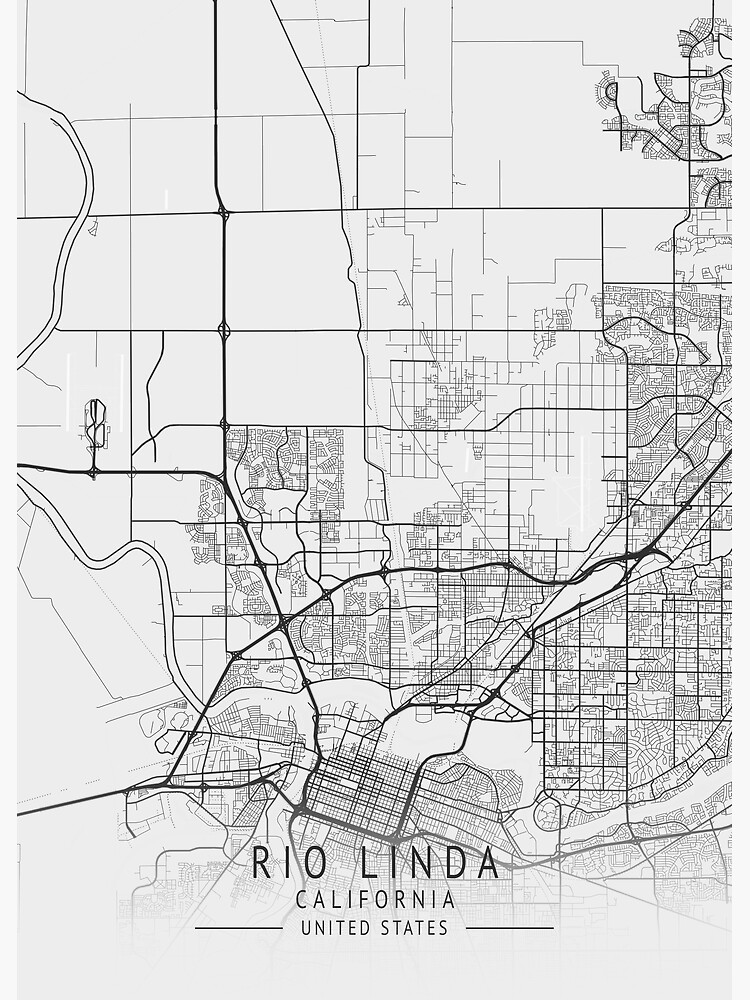 Rio Linda California Us Gray City Map Poster By Ctmapprint Redbubble
