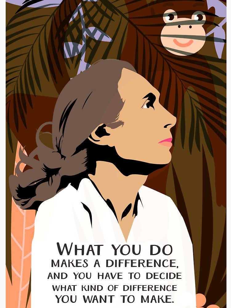 "Jane Goodall Quote Poster Art Chimpanzee, female scientist, science ...