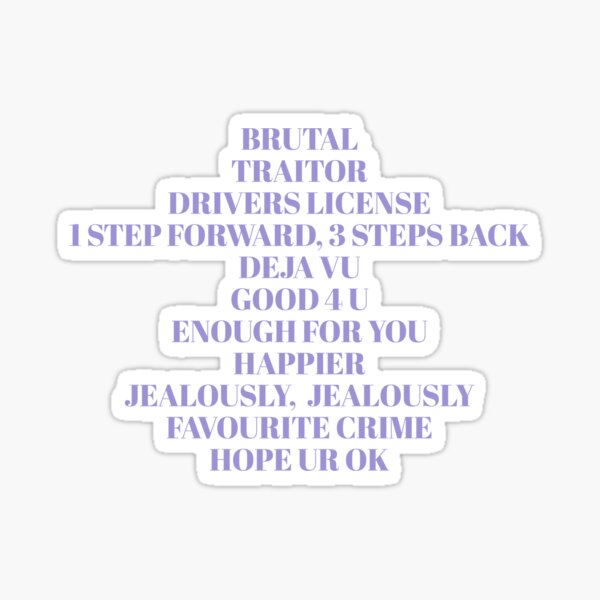 "Sour setlist" Sticker for Sale by Lauwuuh | Redbubble