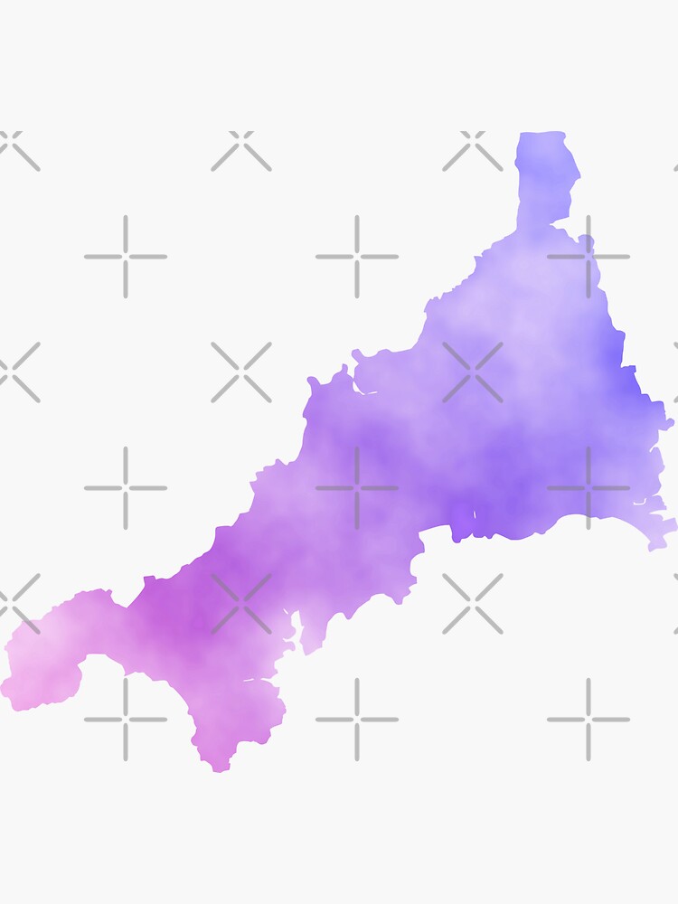 "Watercolour Cornwall Map Purple" Sticker for Sale by cashewdays ...