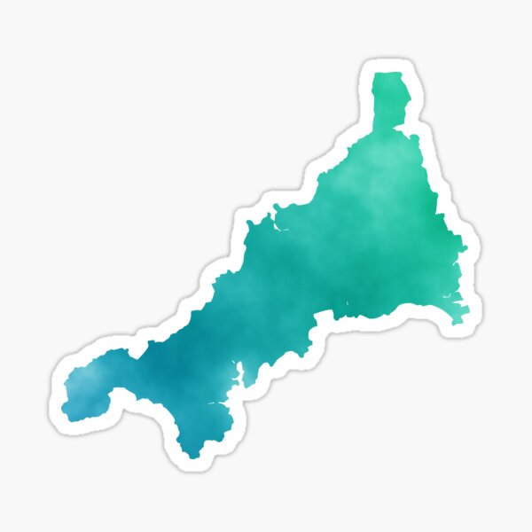 "Watercolour Cornwall Map Ocean Turquoise Blue" Sticker for Sale by ...