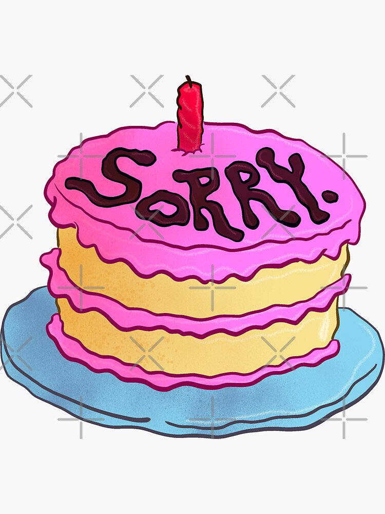 "Sorry Spongebob Cake" Sticker for Sale by dimmisum | Redbubble