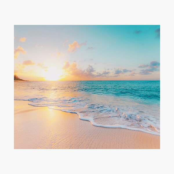 "Sunset on Beach, Ocean Scene Print" Photographic Print for Sale by ...