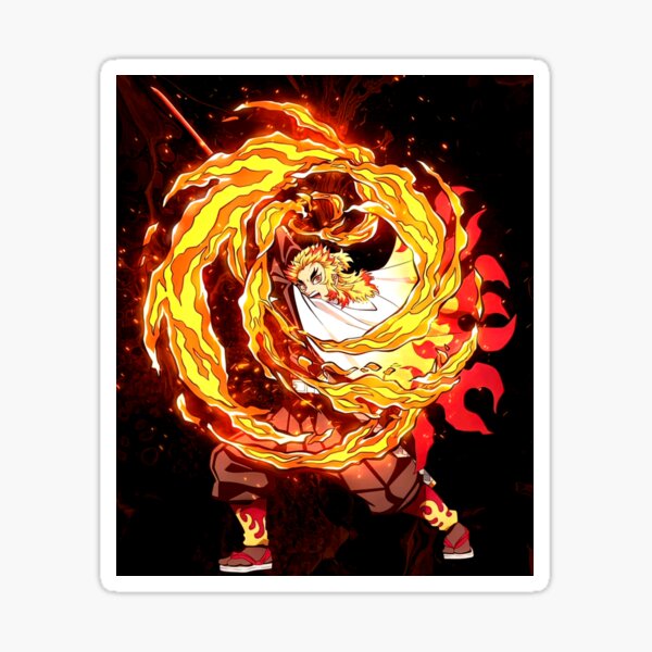 "Fire Breath Master Kyojuro" Sticker for Sale by hvcloudy33 | Redbubble