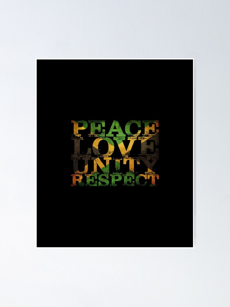 "Distressed Peace Love Unity Respect Jamaican Flag Reggae" Poster for ...