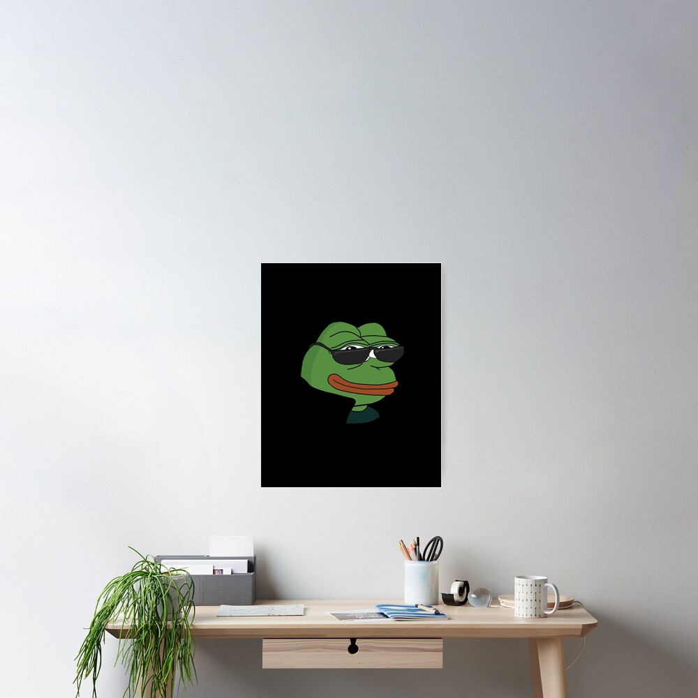 Ez Pepe The Frog Easy Emote Frog With Glasses Poster By Drecksseite Redbubble