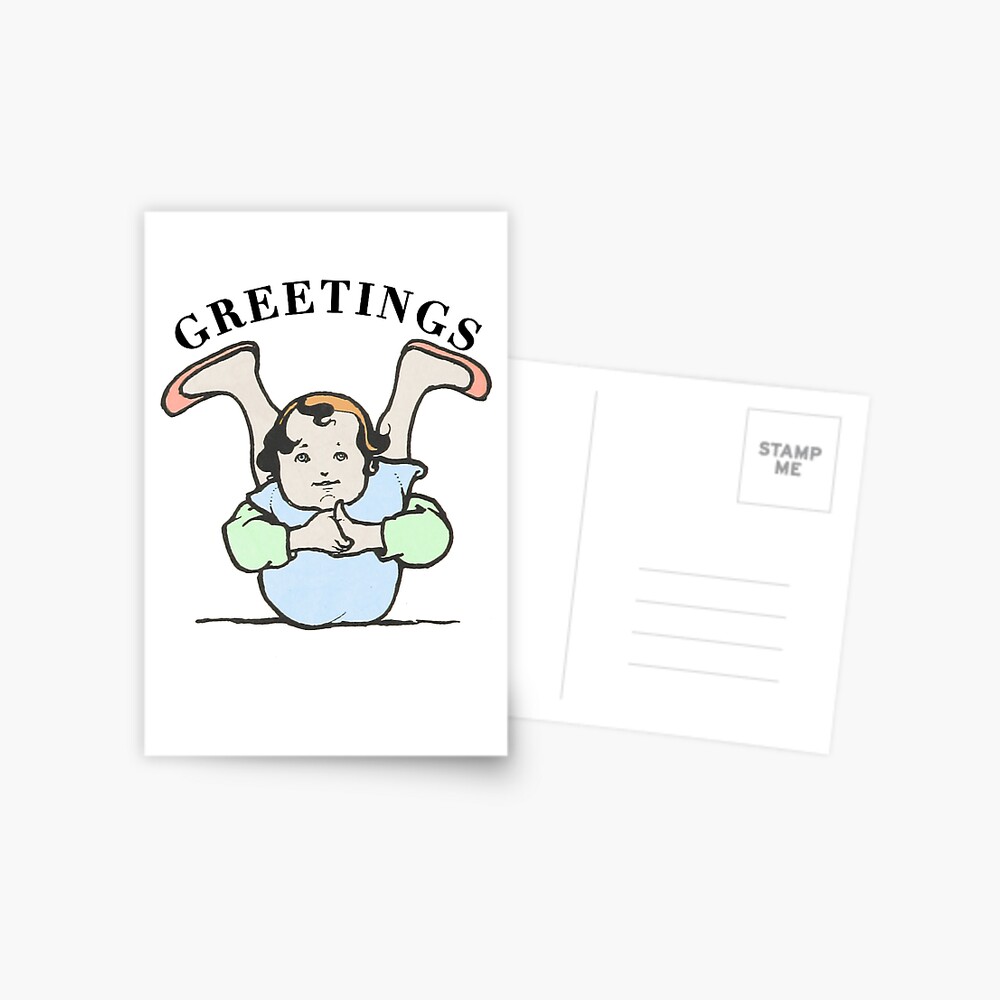 "Greetings weird looking kid funny illustration meme" Postcard by ...