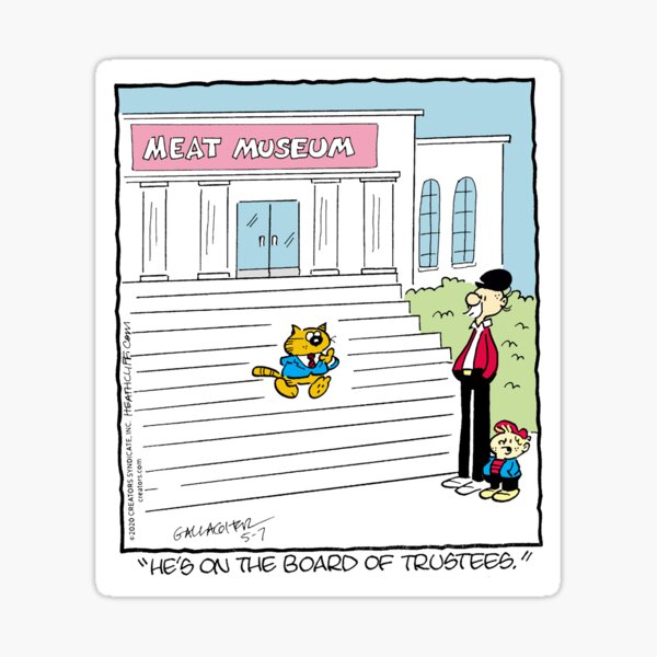 "Heathcliff Meat Museum Comic Strip" Sticker for Sale by JackrSpinella ...