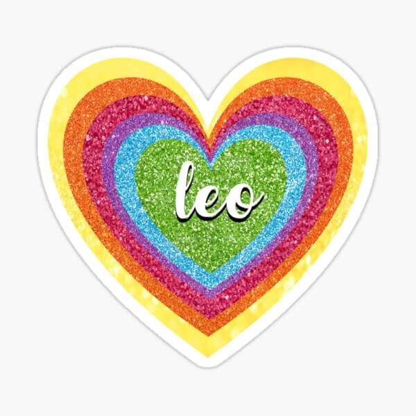 "Leo rainbow glitter heart sticker" Sticker for Sale by stickyvinyl1 ...