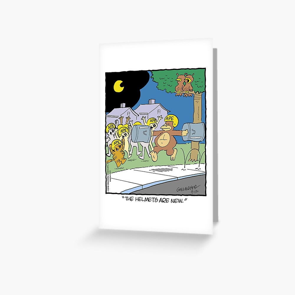 "Heathcliff Garbage Ape Helmets Comic Strip" Greeting Card by ...